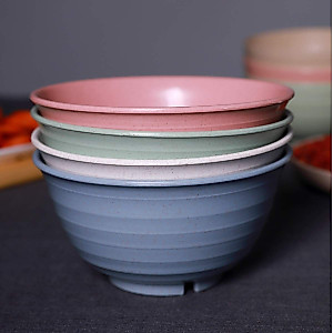 DUOLUV Unbreakable Cereal Bowls - Wheat Straw Fiber Lightweight Bowl Sets 4 - Dishwasher & Microwave Safe - for,Rice,Soup Bowls (30 OZ)