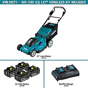 Makita XML10CT1 36V (18V X2) LXT® 21" Lawn Mower Kit with 4 Batteries (5.0Ah)