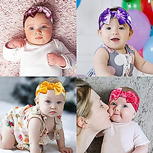 12 Nylon Bows Headbands with Soft Dye Bows for Newborn to 3 Months Baby Girls - Hair Accessories