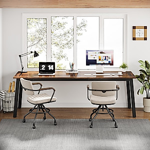Tribesigns Two Person Desk, 78.7-Inch Extra Long Office Computer Desk for Two People, Double Long Desk Workstation for Home Office, Rustic Brown