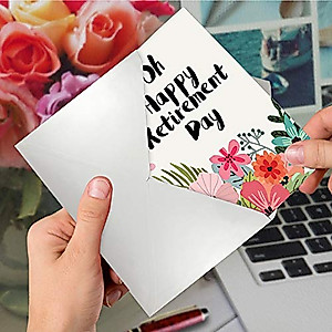NobleWorks The Best Card, Optimisms - Retirement Greeting Card with Envelope, Flower' Decorated Inspirational Saying C6631GRTG