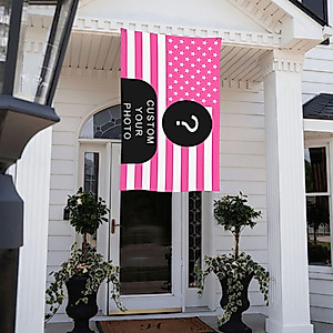 ANSTING Custom America Flag with Photo Personalized Tapestry Poster, Design Your Image, For Decor, Clubs, Concerts, Bars, Dorms, Living Rooms, Bedrooms (Pink)