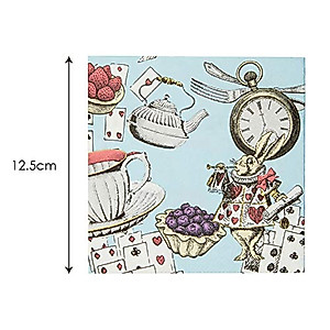 Talking Tables 20 x Blue Alice in Wonderland Cocktail Napkins Disposable Serviettes Mad Hatter Themed Party Supplies for Afternoon Tea Party, Onederland Birthday, Mother's Day, Baby Shower, Decoupage