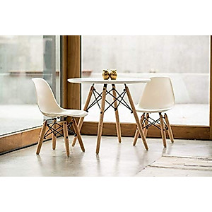 UrbanMod Kids Mid Century Style Furniture, Modern White Table Set, Round Table with Two (2) ABS Easy-Clean Chairs Highest Strength Capacity (330lbs) - Safer Chair Height