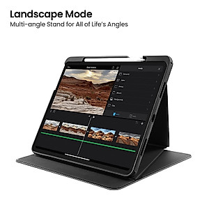 tomtoc Vertical Case for iPad Pro M2&M1 12.9-inch 6th/5th Gen 2021-2022, Slim Protective Anti-Bend Cover with Magnetic Stand for 3 Use Modes, Support Wireless iPad Pencil Charging, Black