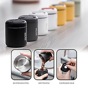 watchget Portable Mini Airtight Coffee Canister - 80ml Stainless Steel Coffee Bean Storage with CO2 Releasing Valves, Compact and Travel-Friendly Container for 30-35g Beans, Grounds, Green