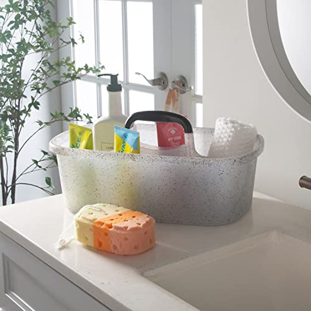 Bath Bliss Granite Look Shower Caddy | College | Bathroom | Holds Soaps & Shampoo | Cleaning Supplies | Grey