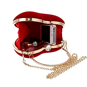 Rebecca Women Girls Heart Shape Handbag Evening Party Tote Purse (Red)