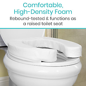 Vive Toilet Seat Cushion 2-Inch High Density Foam - Toilet Raised Donut Easy Clean Portable Cushioned Pad Bathroom Attachment - Elongated Raiser - Comfort, Support for Handicap, Adults, Tailbone Pain