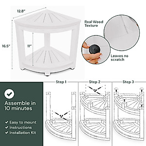 ROHKEX Corner Shower Stool HDPE - Waterproof Shower Bench for Shaving Legs - Easily Assembled Shower Organizer - Shower Seat for Inside Shower (White)
