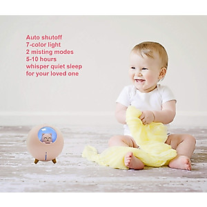 Upgraded Ultrasonic Ultra-Quiet 220ml USB Cute Cool Mist Mini Humidifier, for Kids Baby Nursery Bedroom, 7-Color Lights 2 Mist Mode Auto Shutoff Whisper Silent Small Humidifier (Small, Pink)