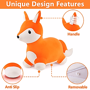 iPlay, iLearn Bouncy Pals Fox Hopping Horse, Plush Inflatable Animal Hopper, Indoor n Outdoor Ride on Jumping Bounce Toys, Birthday Gift for 18 Months 2 3 4 5 Year Old Kids Toddlers Boys Girls