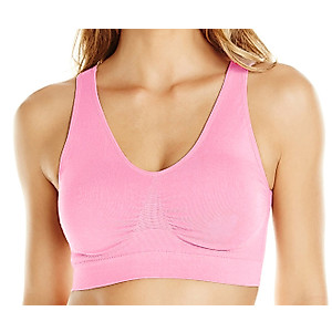 KINYAOYAO 3 Pack Women's Ultimate Comfy Medium Support Seamless Wireless Sports Bra with Removable Pads,4X