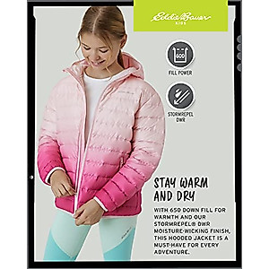 Eddie Bauer Kids' Jacket - CirrusLite Weather Resistant Down Coat for Boys and Girls - Insulated Quilted Bubble Puffer (3-20), Size 14-16, Blush