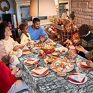 Irenare Stone Wall Tablecloths, Medieval Themed Party Decorations Supplies Disposable Plastic Brick Stone Tablecloth Castle Brick Wall Table Covers for Halloween Birthday Party Favors(3 Pack)