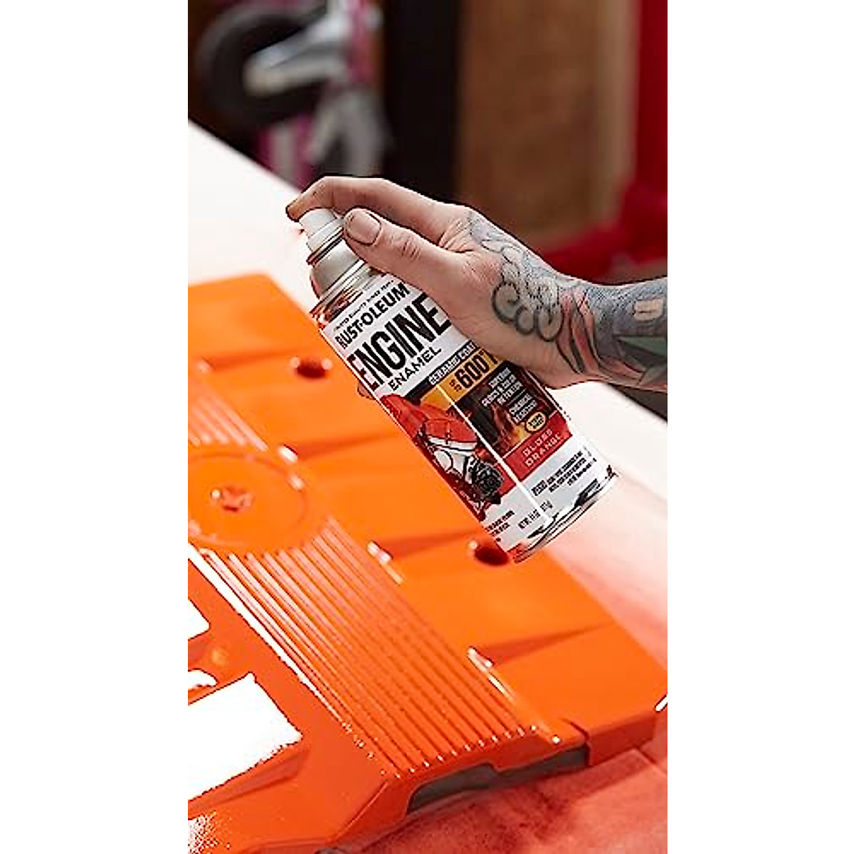 Rust-Oleum 363570 Engine Enamel Spray Paint, 11 oz, Gloss Orange