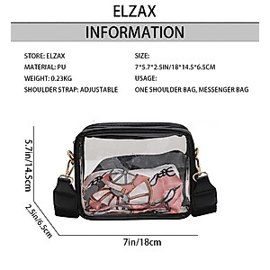 OANEXX Clear PVC Crossbody Bag Stadium Approved Transparent Shoulder Phone Purse with Wide Strap for Sports Concerts (black)