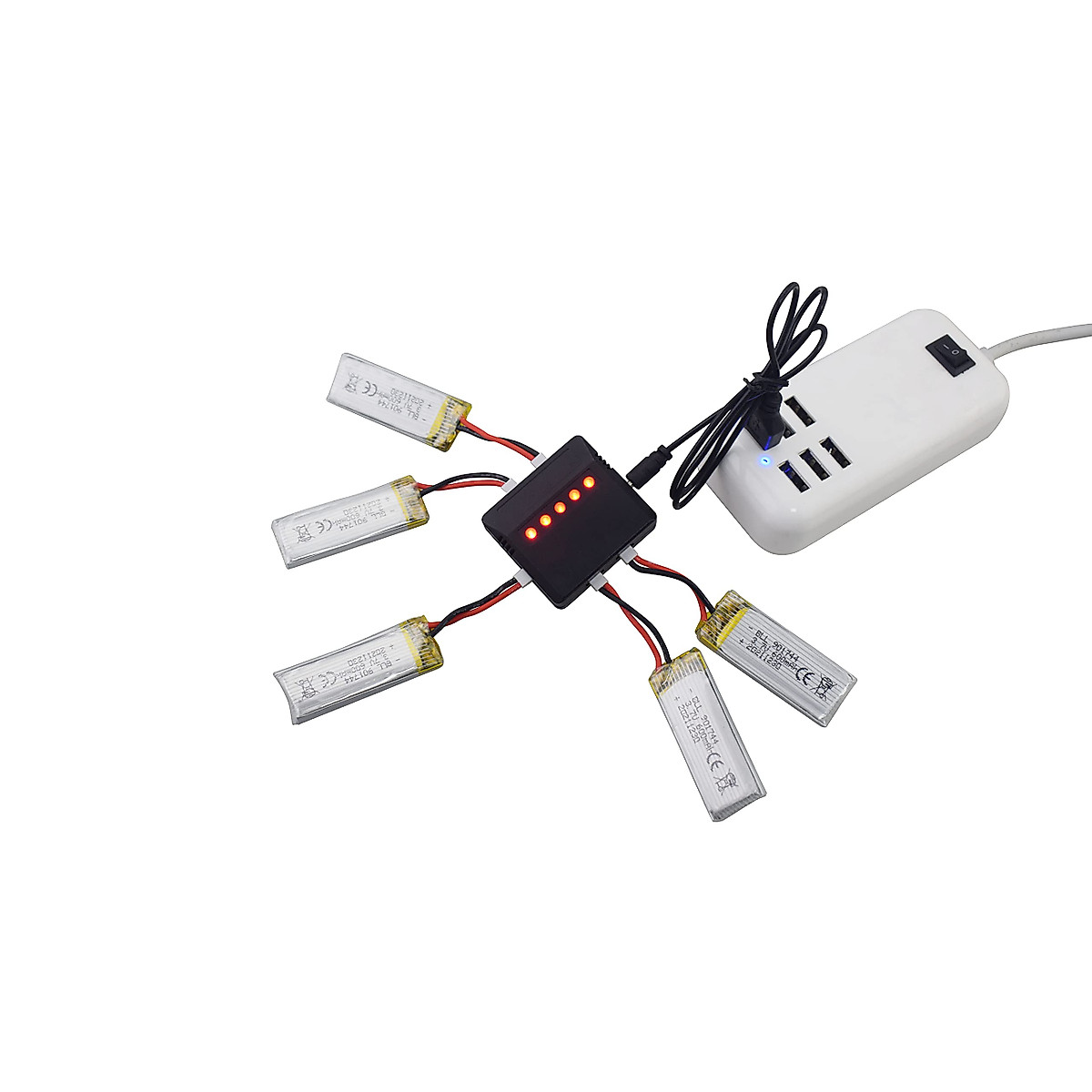 sea jump Accessories 5PCS 3.7V 600mah Lithium Battery with 5in1 Charger for SYMA X600W X700 X700W Aerial Photography Quadcopter Accessories Remote Control Drone Lithium Battery