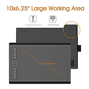 GAOMON M10K 10 x 6.25 Inches Graphic Drawing Tablet with 8192 Levels Battery-Free Stylus and 10 Customizable Hot-Keys for Digital Drawing & OSU & Online Teaching-for Mac&Windows