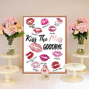 Y_Bong Bachelorette Party Decorations - Framed Kiss The Miss Goodbye Party Decor - 12''X16'' Rose Gold Bridal Shower Centerpiece Hen Night Games Party Supplies Gift