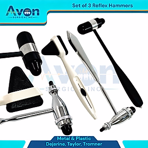 Plastic Taylor Reflex Hammer + Tromner Reflex Hammer + Dejerine Reflex Hammer - 3 PCS Bundle - Neuro Reflex Diagnostics Examination Hammers