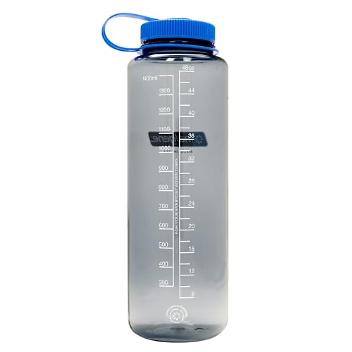 Nalgene Sustain Tritan BPA-Free Water Bottle Made with Material Derived from 50% Plastic Waste, 48 OZ, Wide Mouth, Grey