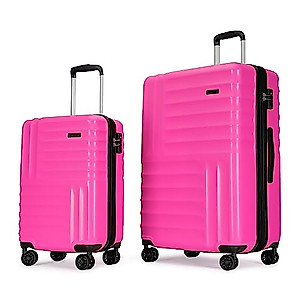PRIMICIA GinzaTravel 2-Piece Luggage Sets Expandable Suitcases with 4 Wheels PC+ABS Durable Hardside Luggage sets TSA lock(Rose Red, 2-Piece Set(20"/29"))