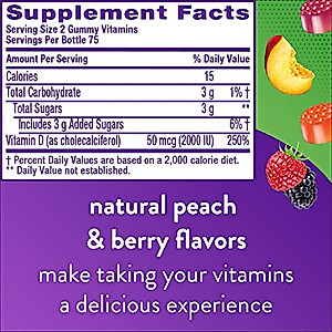 Vitafusion Vitamin D3 Gummy Vitamins, 50Mcg Per Serving, Immune System Support, Delicious Peach and Berry Flavors, 150 Ct (75 Day Supply), from America’s Number One Gummy Vitamin Brand
