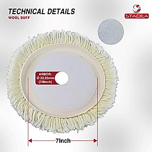 Stadea BFW102K 8" Wool Buffing Polishing Cutting Pad (Pack of 1) for Compound Cutting & Buffing Polishing Auto Marine Trucks - Hook & Loop Pad