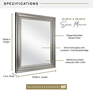 MCS Ezra Wall Mirror, Brushed Nickel, 22.66 x 28.66 in
