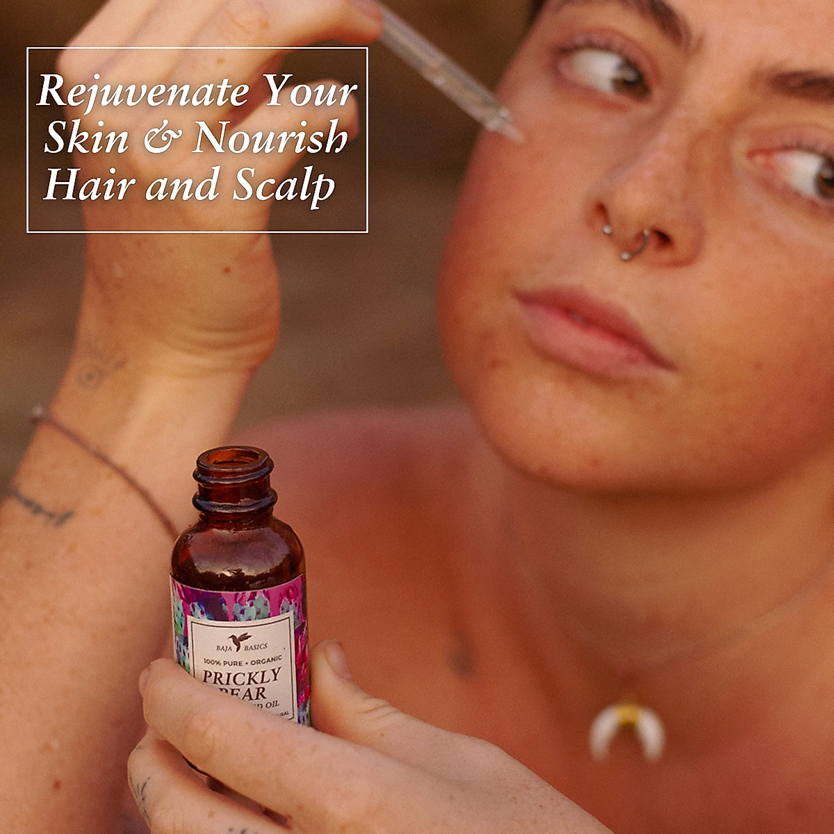 Baja Basics Prickly Pear Oil Cold Pressed, 100% Pure, Unrefined Moisturizer for Skin, Face, Body, Nails and Hair - Multi-Purpose Beauty Product For Men and Women - 1 oz Bottle