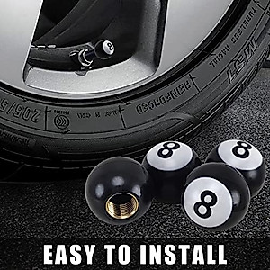 QILISEN Car Tire Valve Caps 4 Pack, Valve Stem Covers with Pool 8 Ball Design, Universal Tire Caps Suitable for Cars, Trucks, SUVs