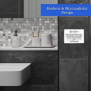 Septic System Do Not Flush Toilet Sign (White Acrylic 5 x 3.5 in) - Septic Safe Toilet Paper Sign - Do Not Flush Anything Except Toilet Paper - Do Not Flush Feminine Products Sign - Bathroom Signs for