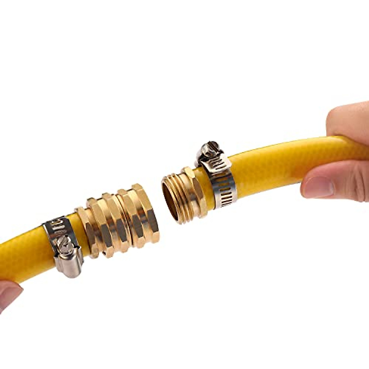 Sanpaint Brass Garden Hose Connector Repair Mender Kit with Stainless Clamp,Fits 3/4" Water Hose Fitting