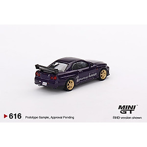 True Scale Miniatures Model Car Compatible with Nissan Skyline GT-R (R34) Tommykaira R-z Midnight Purple 1/64 Diecast Model Car MGT00616