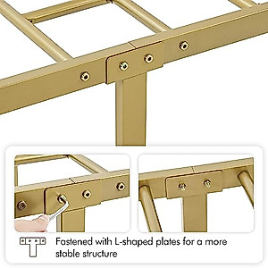 Yaheetech Queen Size Bed Frame Metal Platform Bed with Petal Accented Headboard, Mattress Foundation with Spacious Underbed Storage,No Box Spring Needed, Easy Assembly Queen Bed Frame, Antique Gold