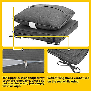ZJEYEJZ Outdoor Chair Cushion Set, Thickened 24 x 24 x 5 Inch Patio Furniture Cushions, Waterproof & Fade Resistant Outdoor Seat Cushions with Ties for Chair Sofa Couch (Dark Gray)