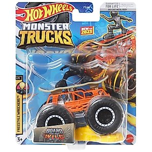 Hot Wheels 2023 Monster Trucks Board to Be Wild, Connect and Crash car Included 1:64 Scale Die-Cast