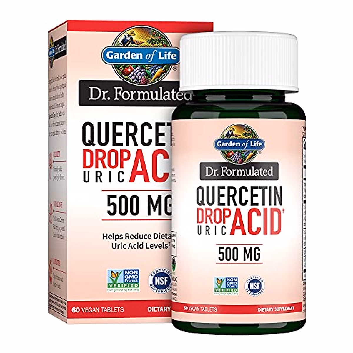 Garden of Life Quercetin Probiotic & Uric Acid Support with Tart Cherry, Vitamin C from Organic Acerola and Rose Hips Plus Luteolin – Dr Formulated – Gluten Free, Non GMO, Carbon Neutral – 60 Tablets