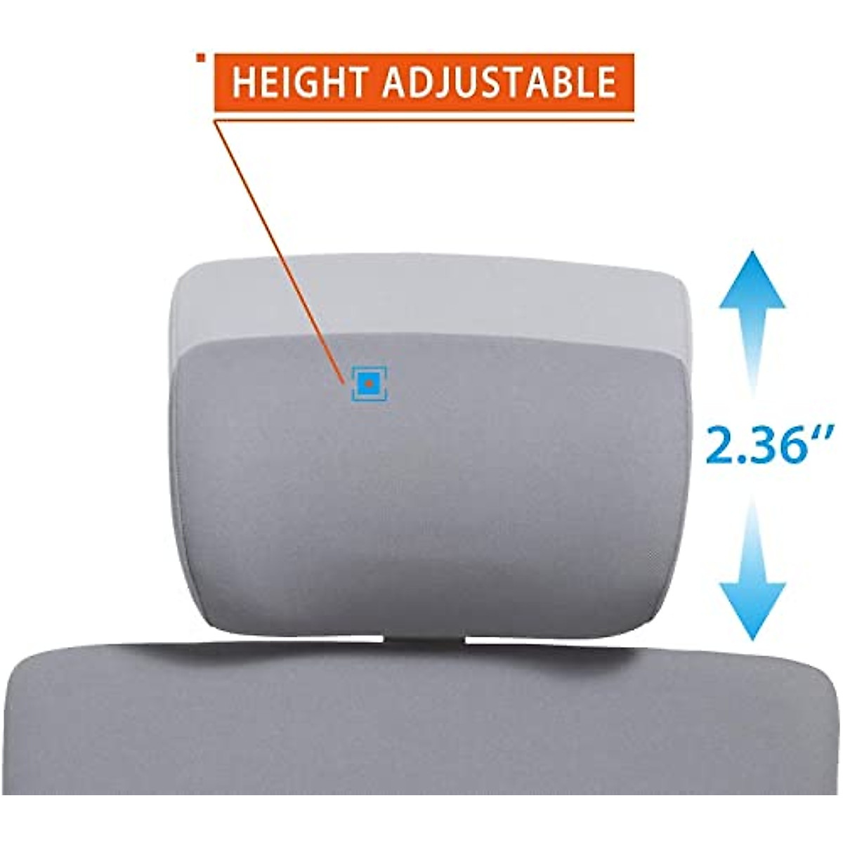 CLATINA Adjustable Height Upholstered Headrest for Mellet Series Ergonomic Chair High Head Cushion for Home Office Chair, Grey