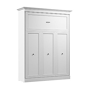 Bestar Versatile 65W Queen Murphy Bed in White, Sleeping Arrangement for Multipurpose Area, Bedroom, Guest Room, or Living Room