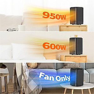 Space Heater, Portable Oscillating Heaters for Indoor Use, 3 Adjustable Heating Mode with Tip-over & Overheating Protection for Office Desk