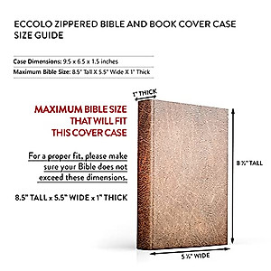 Eccolo Bible Cover Case for Men and Women, Gold Floral Engraved Faux Leather Design with Zipper and Handle, Small Book Cover Holds & Protects Small Bibles Up to 6 x 5 x 1.5 inches (Navy Blue)