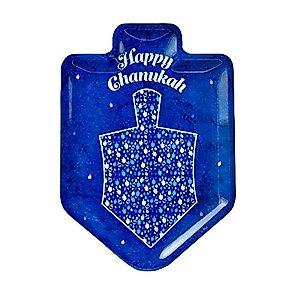 Rite Lite Happy Chanukah Dreidel Shaped Serving Tray - Large Melamine Decorative Centerpiece Platter Hanukkah Home Decorations Elegant Serveware Perfect for Entertaining Jewish Holiday Party 12"