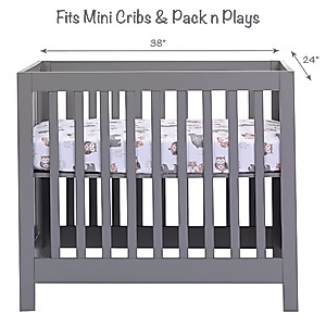 Lambs & Ivy Woodland Forest Animals White/Gray Cotton Fitted Mini Crib Sheet