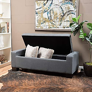Christopher Knight Home Guernsey Fabric Storage Ottoman, Charcoal