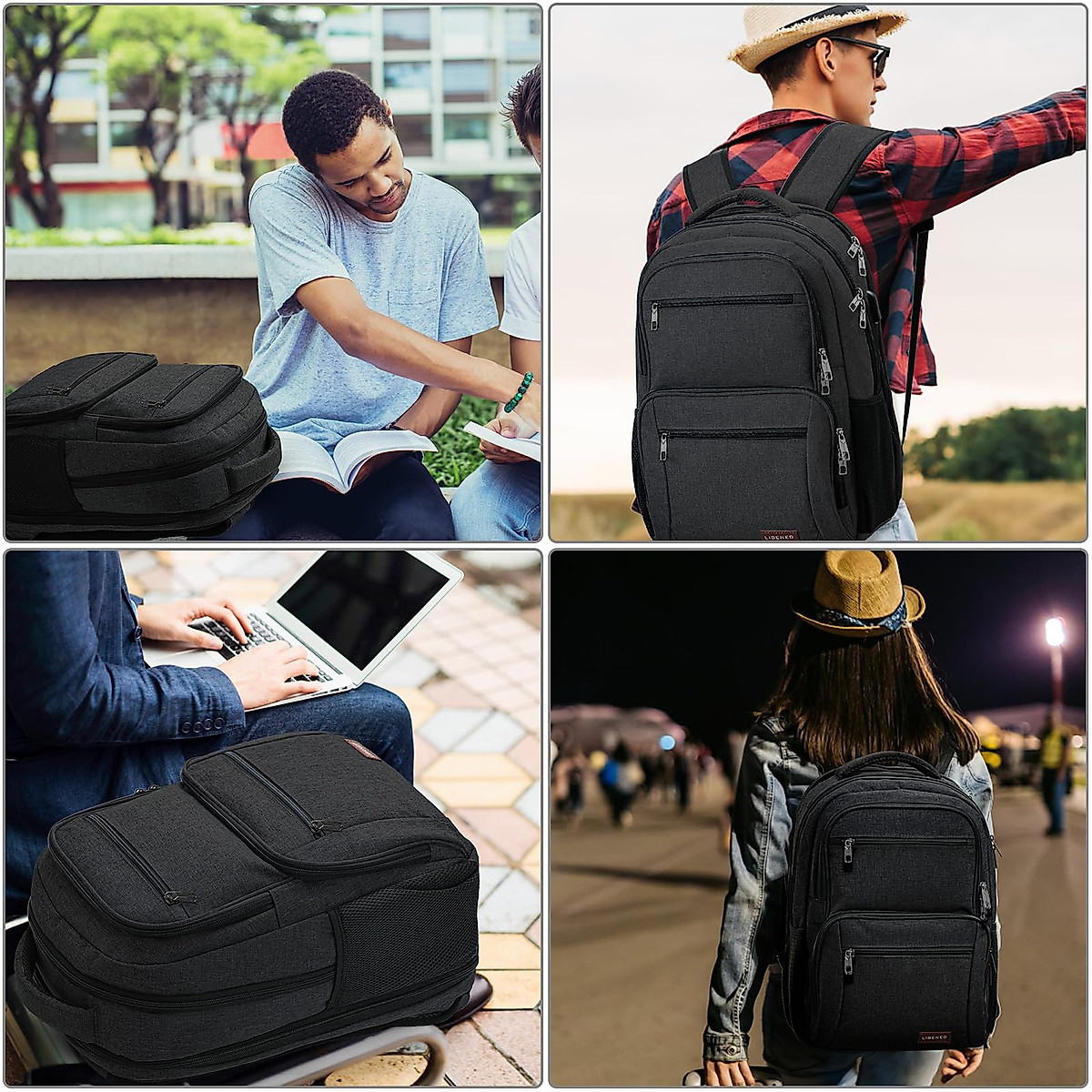 BIKROD Backpack for Men, TSA Travel Backpack, School Backpacks for Teens Water Resistant Back Pack with USB Charging Port, Business Anti Theft Durable Computer Bag Gifts Fits 15.6 Inch Laptop,Black