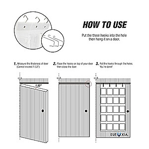Eutuxia Over the Door 24 Pocket All Purpose Organizer Hanging Rack with 3 Steel Door Hooks. Breathable Mesh Back with Transparent PVC Pockets. Good for Closet, Kitchen, or Organizing Your Room. Space Saver.