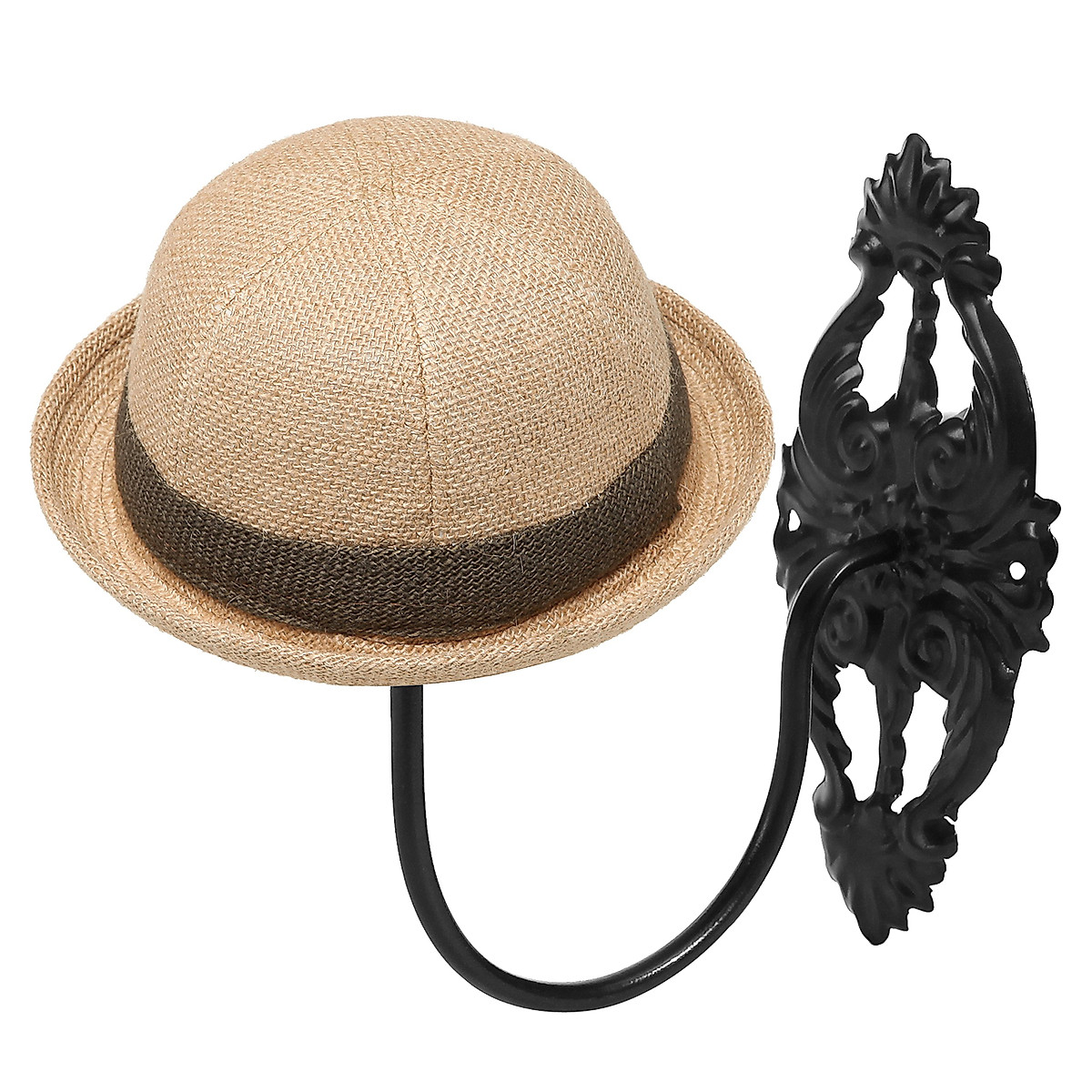 MyGift Set of 2 Wall-Mounted Black Metal Hat & Wig Display Racks