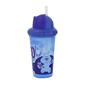 Toddler Sippy Cups for Boys | 10 Ounce Blue’s Clues Sippy Cup Pack of Two with Straw and Lid | Durable Blue Leak Proof Travel Water Bottle for Toddlers